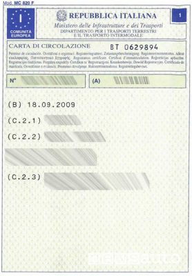 Carta di circolazione auto: sigle, codici e legende retro del libretto