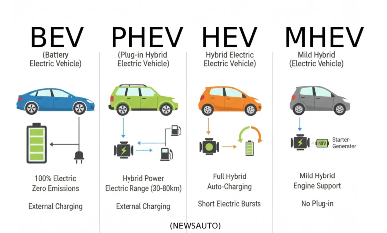 Auto elettrica e ibrida: differenze tra BEV, PHEV, HEV e MHEV